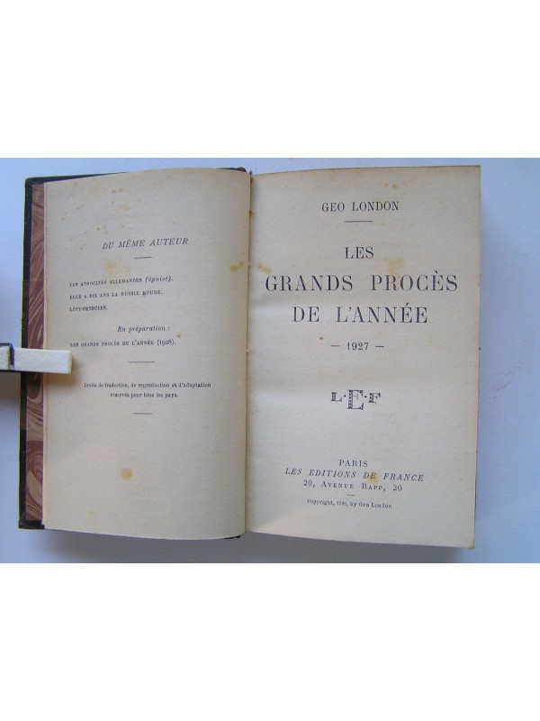 Géo London - Les grands procès de l'année 1927